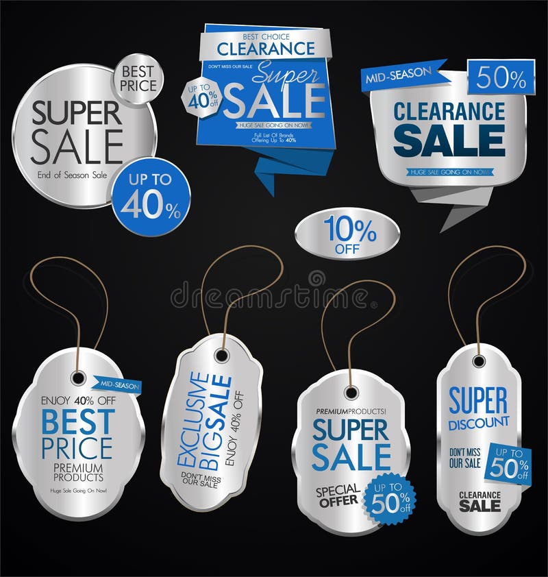 Vintage Style Sale Tags Design Vector Collection Stock Vector ...