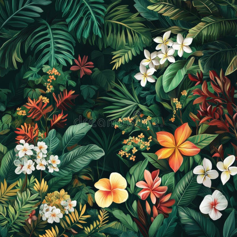 A Vintage-style, Seamless Jungle Pattern with a Repeatable Texture, Suitable for Use As ...
