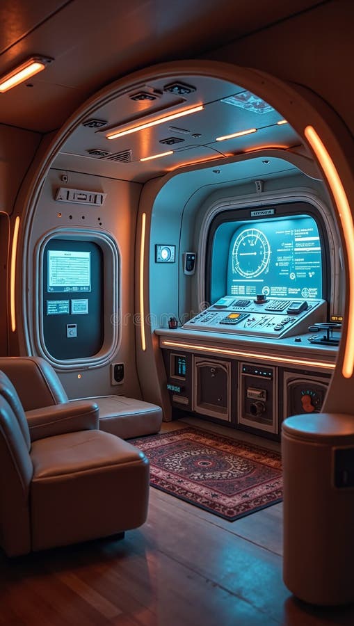 A Vintage-style Space Capsule with Sleek Metallic Surfaces Stock ...