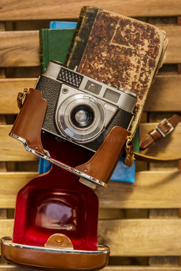 Vintage Style Still Life with Old Camera with Leather Stock Image ...