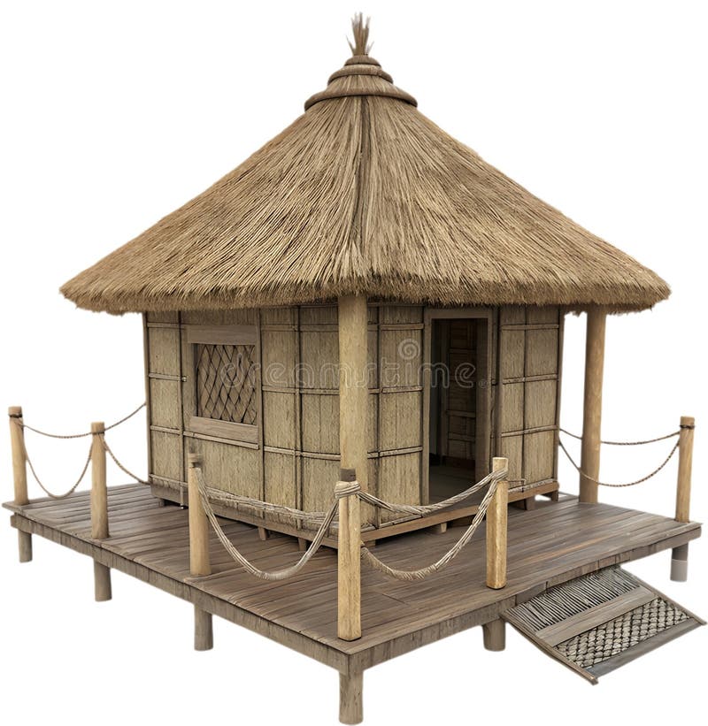 Vintage-style Straw Hut Design with Adorable Charm. Stock Illustration ...