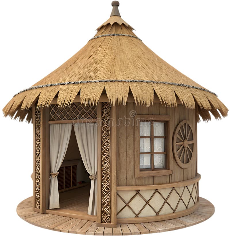 Vintage-style Straw Hut Design with Adorable Charm. Stock Photo ...
