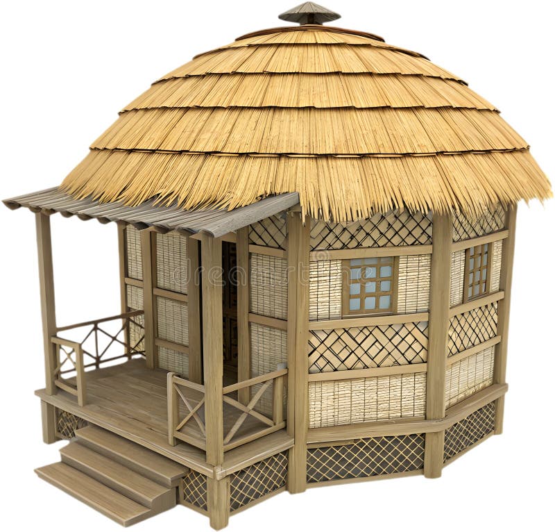 Vintage-style Straw Hut Design with Adorable Charm. Stock Photo ...
