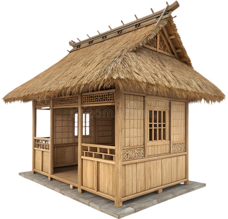 Vintage-style Straw Hut Design with Adorable Charm. Stock Image ...