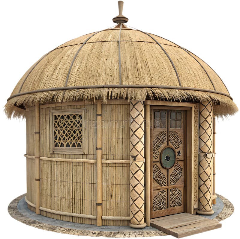 Vintage-style Straw Hut Design with Adorable Charm. Stock Image ...