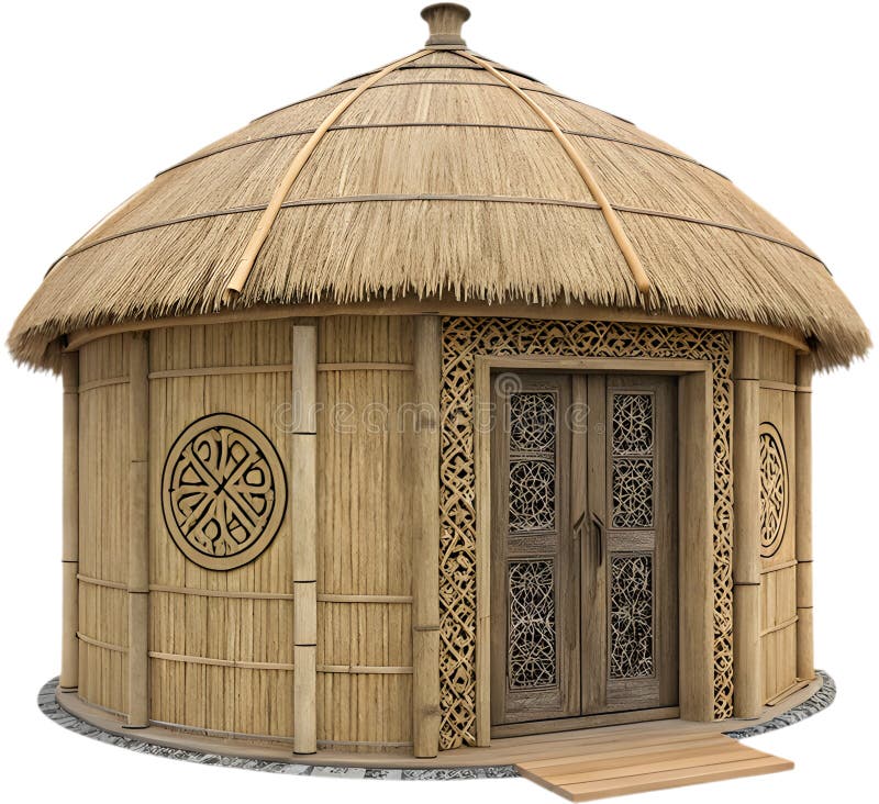 Vintage-style Straw Hut Design with Adorable Charm. Stock Image ...