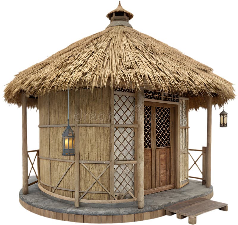 Vintage-style Straw Hut Design with Adorable Charm. Stock Image ...