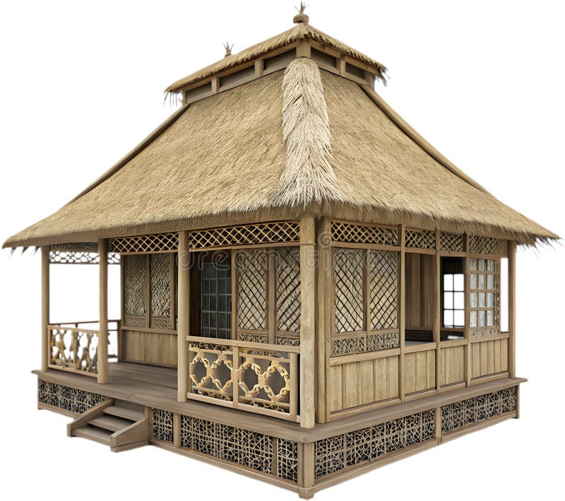 Vintage-style Straw Hut Design with Adorable Charm. Stock Illustration ...