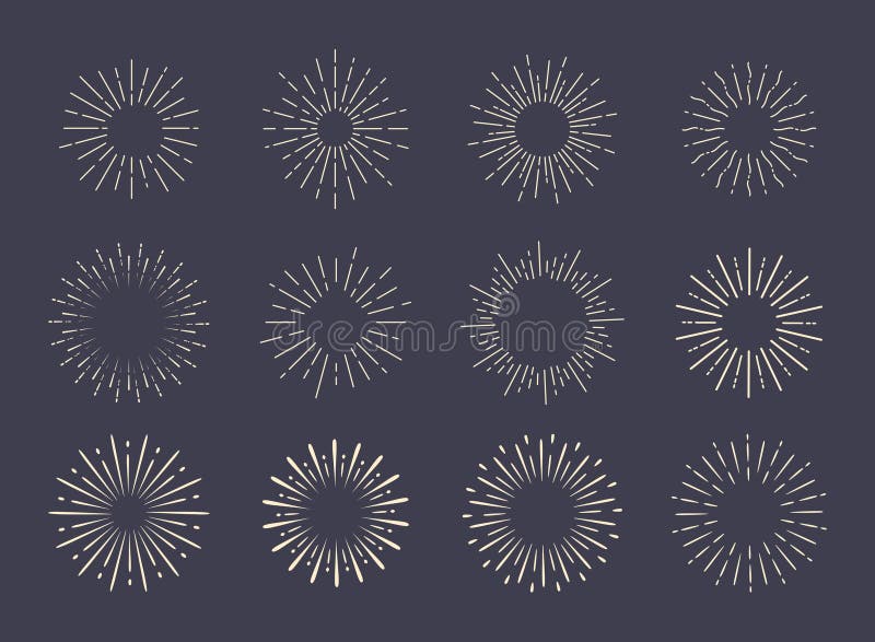 Vintage Style Sunburst Simple Lines of Diffused Light Stock Vector ...