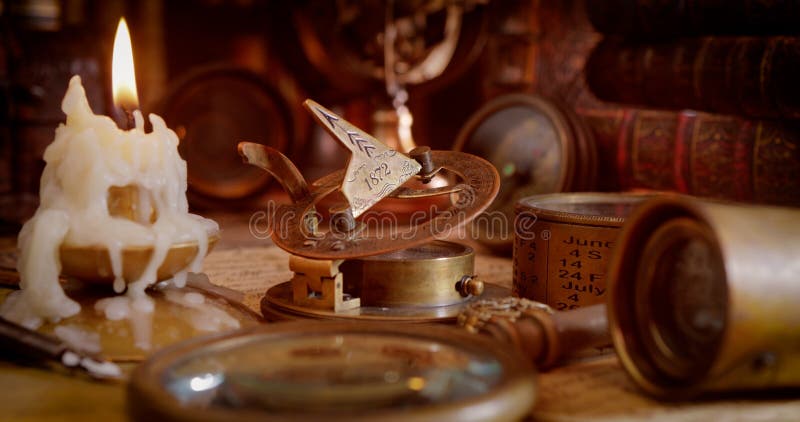 Vintage Style Travel and Adventure. Vintage Old Compass and Other ...