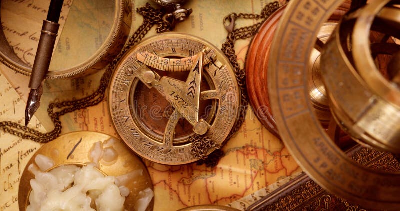 Vintage Style Travel and Adventure. Vintage Old Compass and Other ...