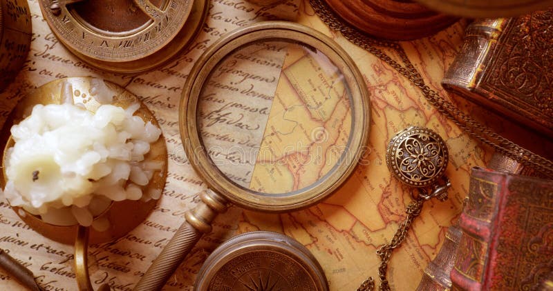 Vintage Style Travel and Adventure. Vintage Old Compass and Other ...