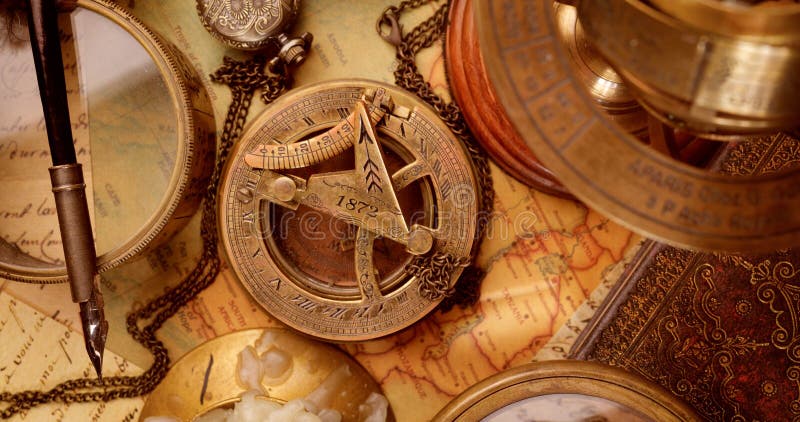 Vintage Style Travel and Adventure. Vintage Old Compass and Other ...