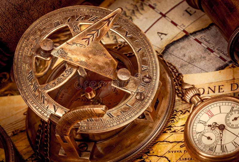 Vintage Style Travel and Adventure. Vintage Old Compass and Other ...