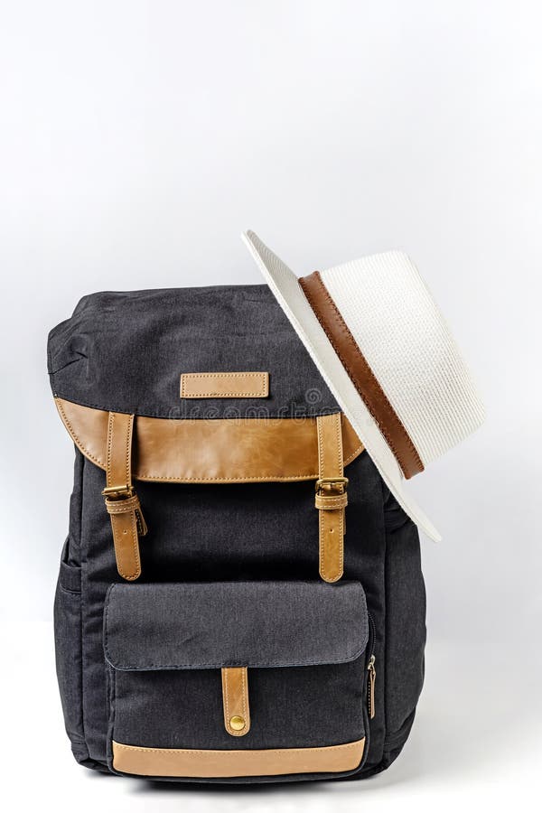 Vintage Style Travel Backpack and a Hat Stock Image - Image of hiking ...