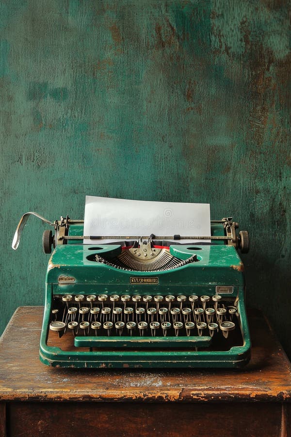 Vintage-style Typewriter Sits on Wooden Table, Ready for Use Stock ...