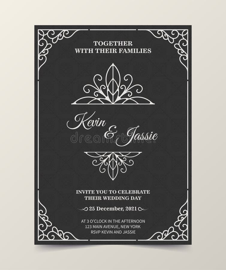 Vintage Style Vector Design Invitation Card with a Black Background ...