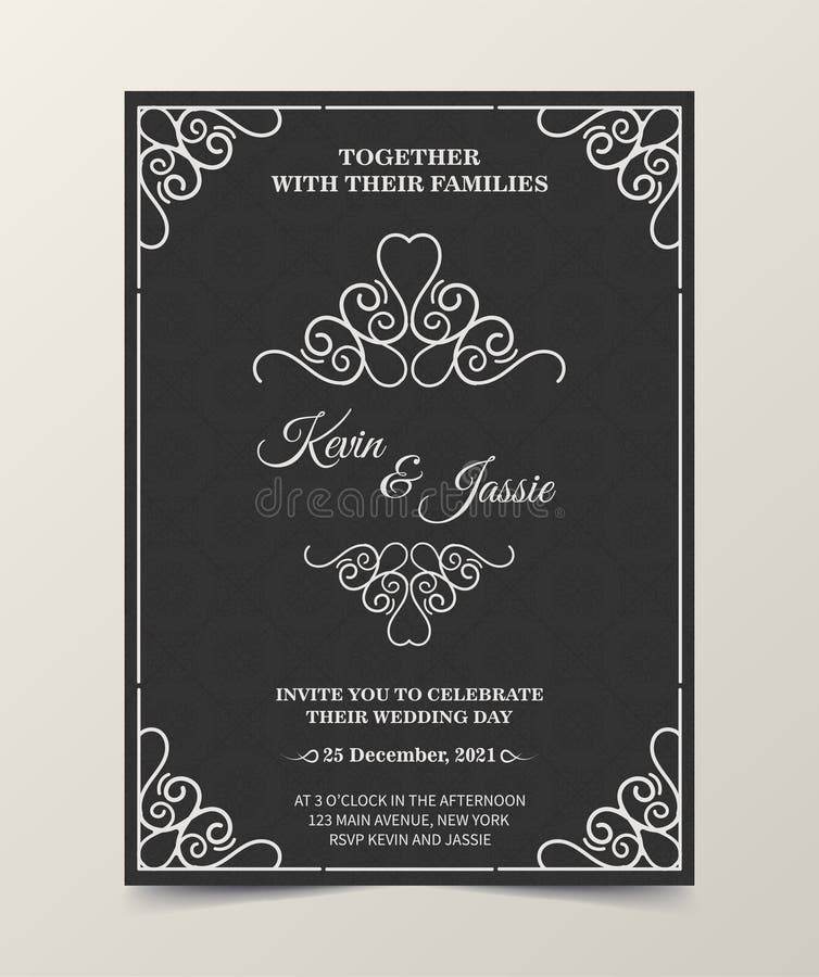 Vintage Style Vector Design Invitation Card with a Black Background ...
