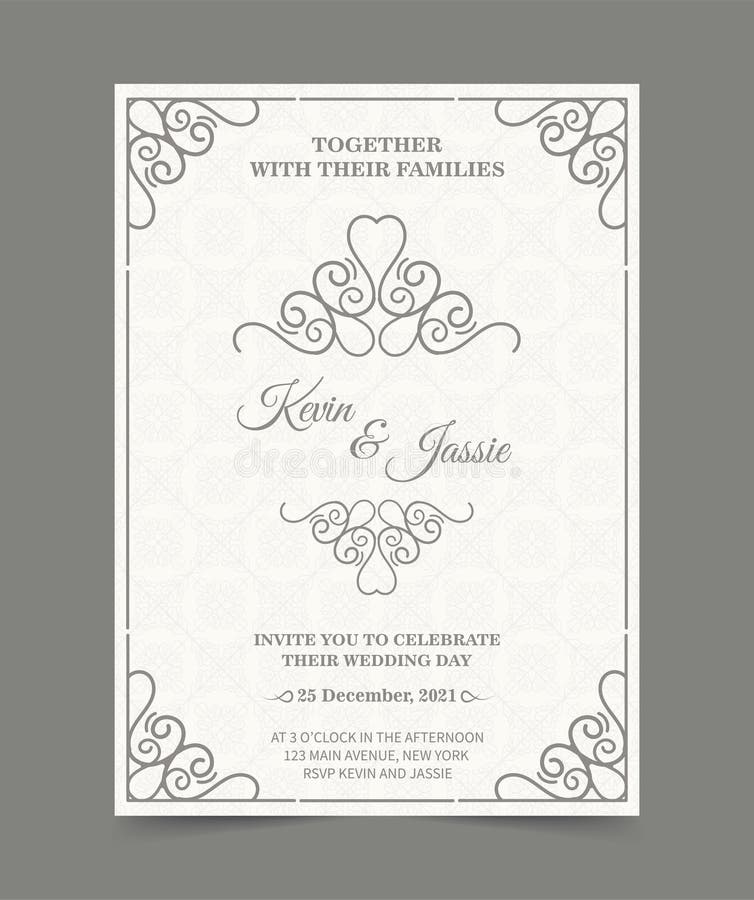 Vintage Style Vector Design Invitation Card with a White Background ...