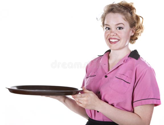 Vintage Style Waitress or Server Stock Photo - Image of waiter, happy ...