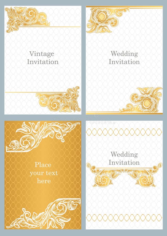 Vintage Style Wedding Decorative Invitations Stock Vector ...