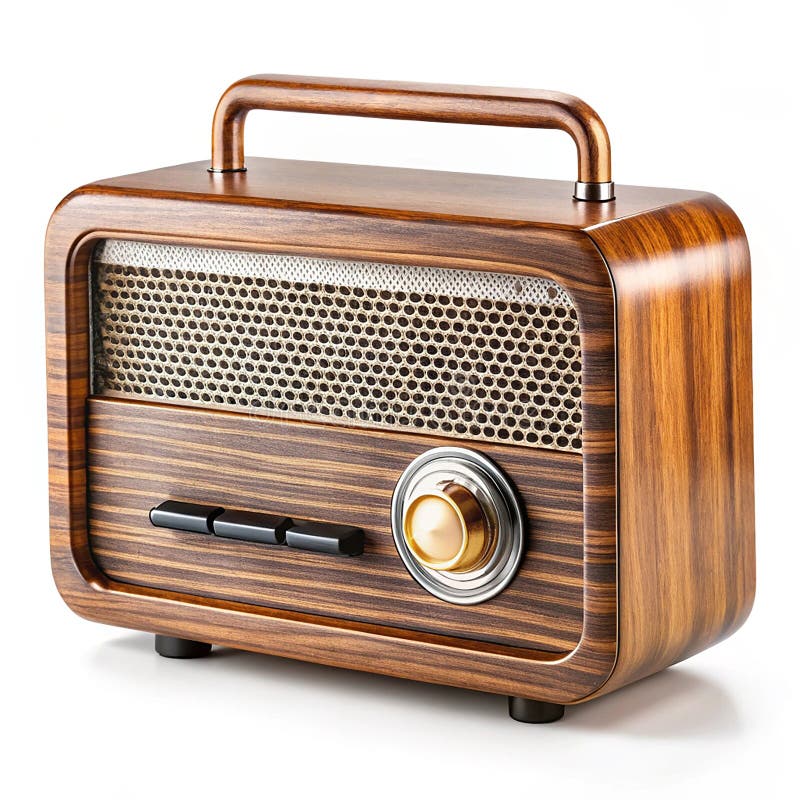 Vintage-style Wooden Radio with Bluetooth Stock Illustration ...