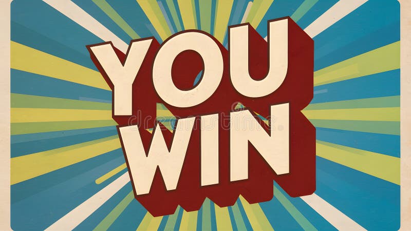 Vintage Style You Win Poster with Retro Design Elements Stock ...