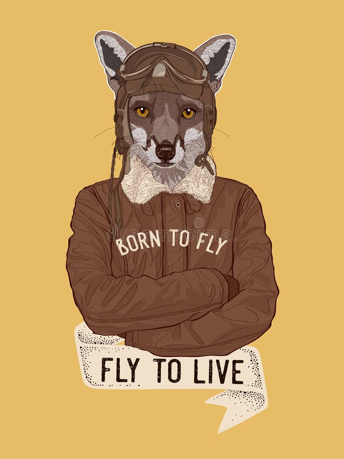 Vintage Styled Fox Pilot stock vector. Illustration of live - 230253682
