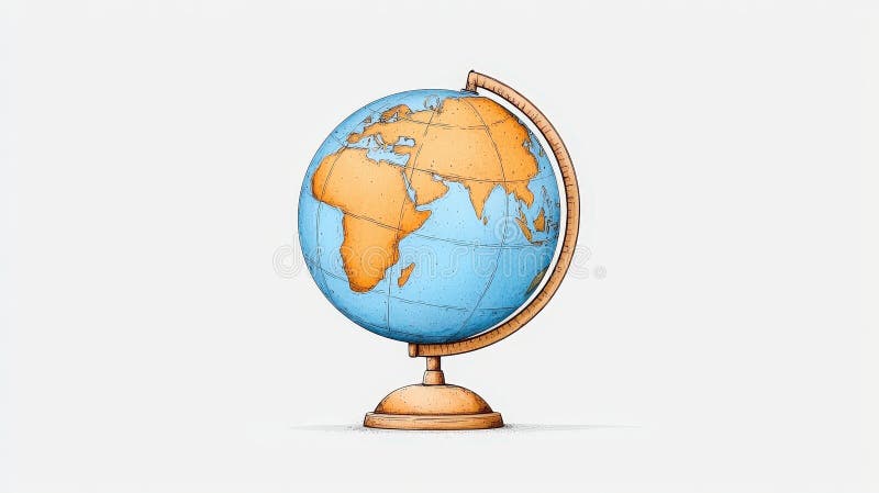 Vintage Styled Globe Illustrating Continents and Oceans on a Simple ...