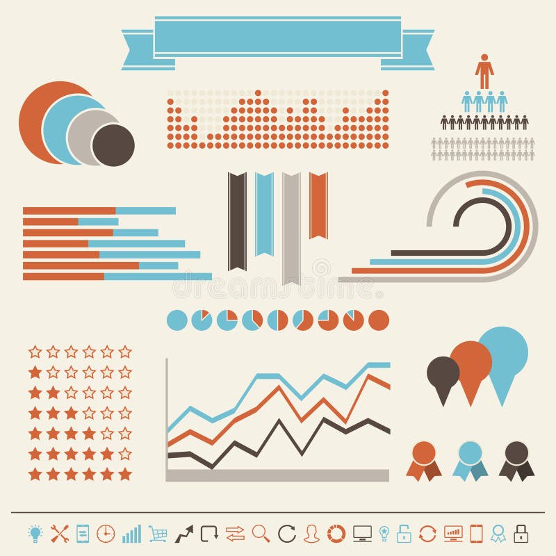 Vintage Styled Infographics Elements Stock Vector - Illustration of ...