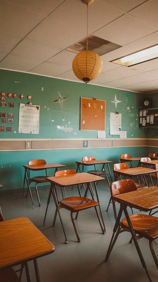 Vintage Styled 90s Themed High School Classroom Stock Illustration ...