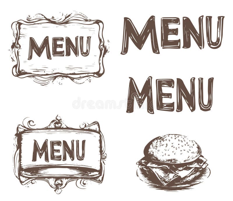 Vintage Styles Sketch Art that Says Menu Stock Vector - Illustration of ...