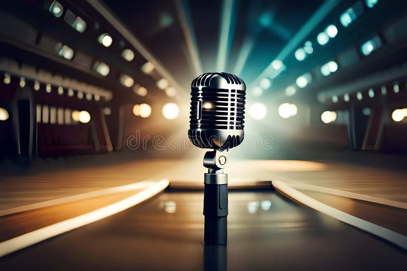 Vintage Stylish Microphone on the Background of the Auditorium ...