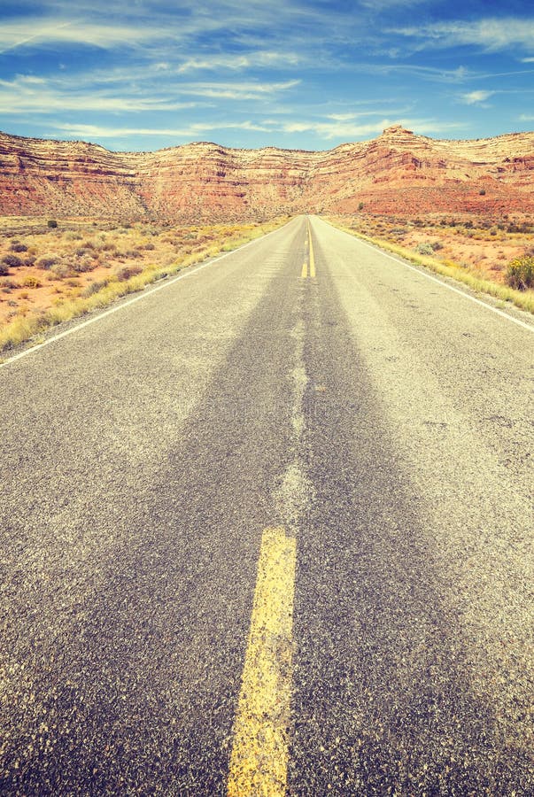 Vintage Retro Stylized Desert Road Stock Photos - Free & Royalty-Free ...