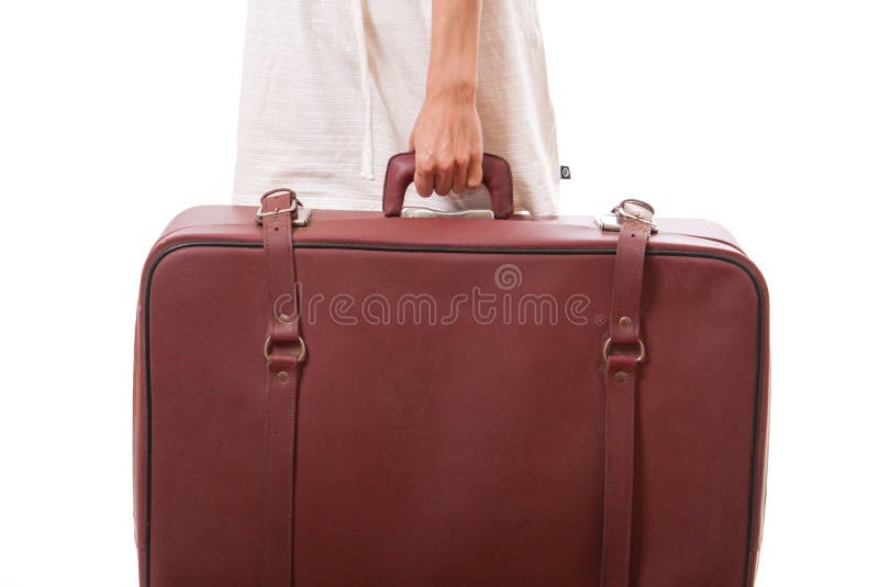 Vintage Suitcase in Female Hands Stock Photo - Image of isolated, hand ...