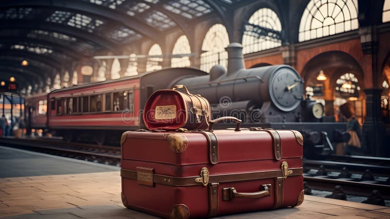 Vintage Suitcases at the Train Station, Vintage Travel Outlook Stock ... Vintage Suitcases at the Train Station, Vintage Travel Outlook Stock ...