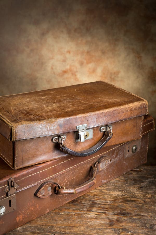 Old Vintage Suitcases and Luggage Stock Photo - Image of beaten, label ...