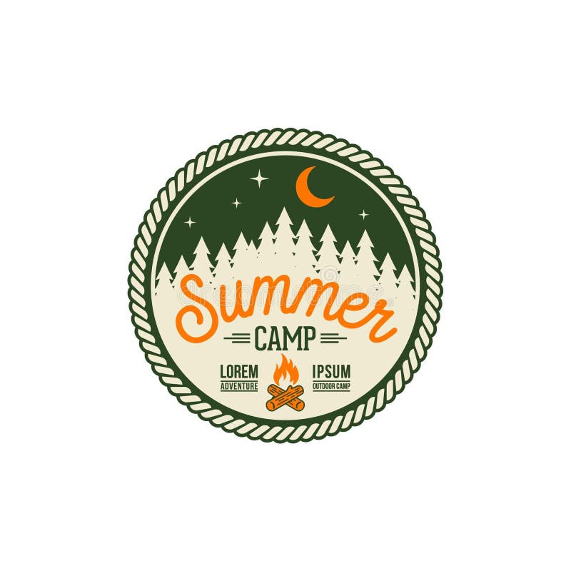 Vintage Summer Camp Logo Template Stock Vector Illustration Of