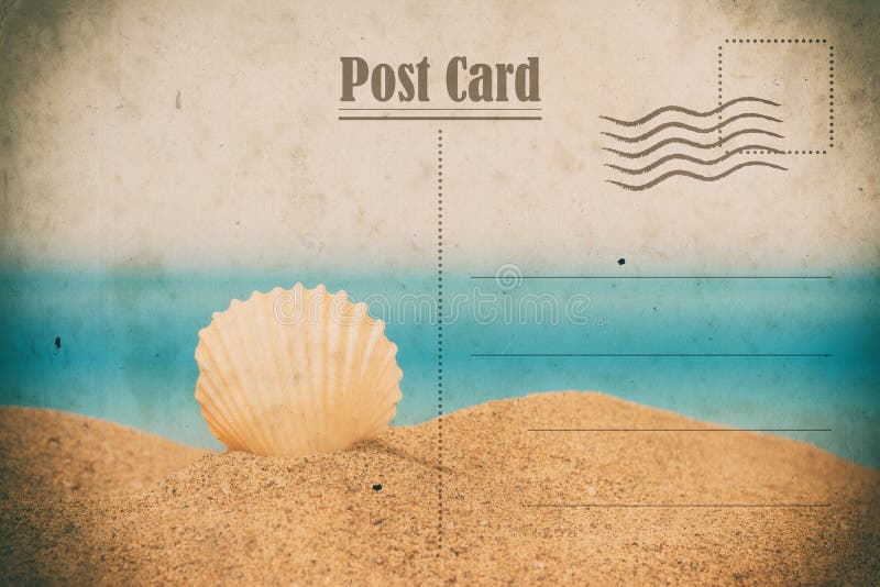 Vintage Summer Postcard. Seashell on the Sand Stock Photo - Image of ...