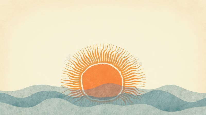 Vintage Sun Collage Art with Summer Theme and Warm Muted Colors Stock ...
