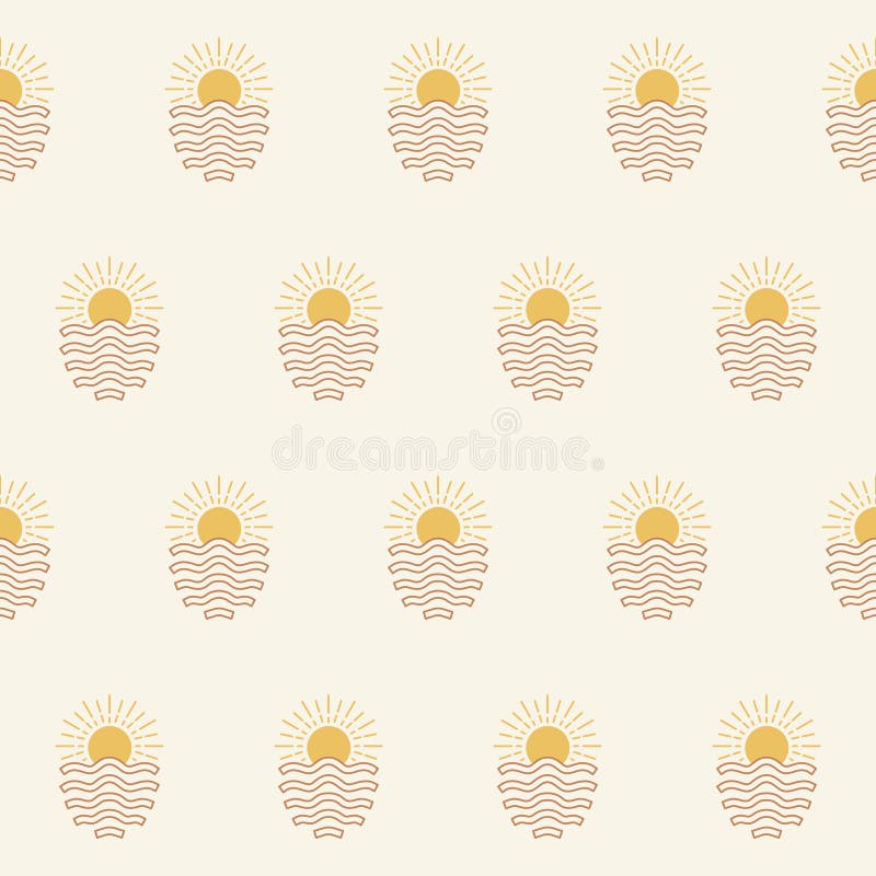 Vintage Sun Vector Seamless Pattern Stock Vector - Illustration of ...