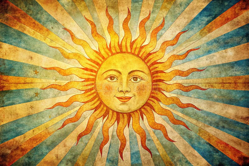 Vintage Sunburst Design Element a HandDrawn Sun Graphic for Retro Aged ...