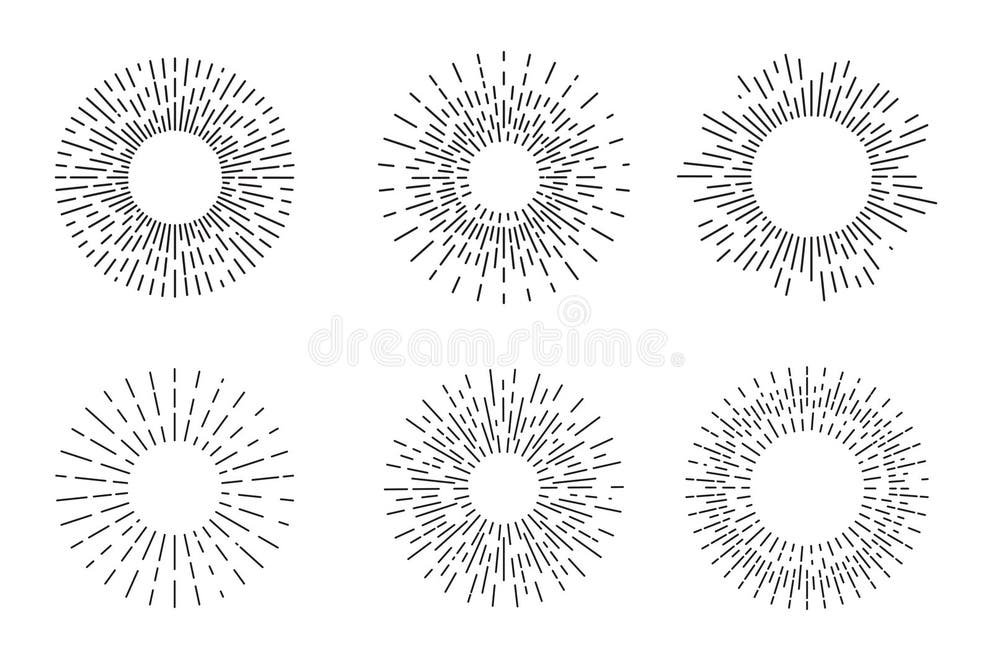 Vintage Sunburst. Vector Sunburst Line Icons Set Stock Vector ...