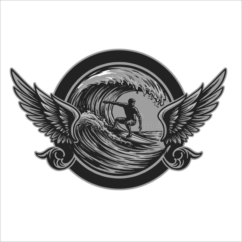 Vintage Surf Club Vector Logo Set Template. Set of Surfing Emblems ...