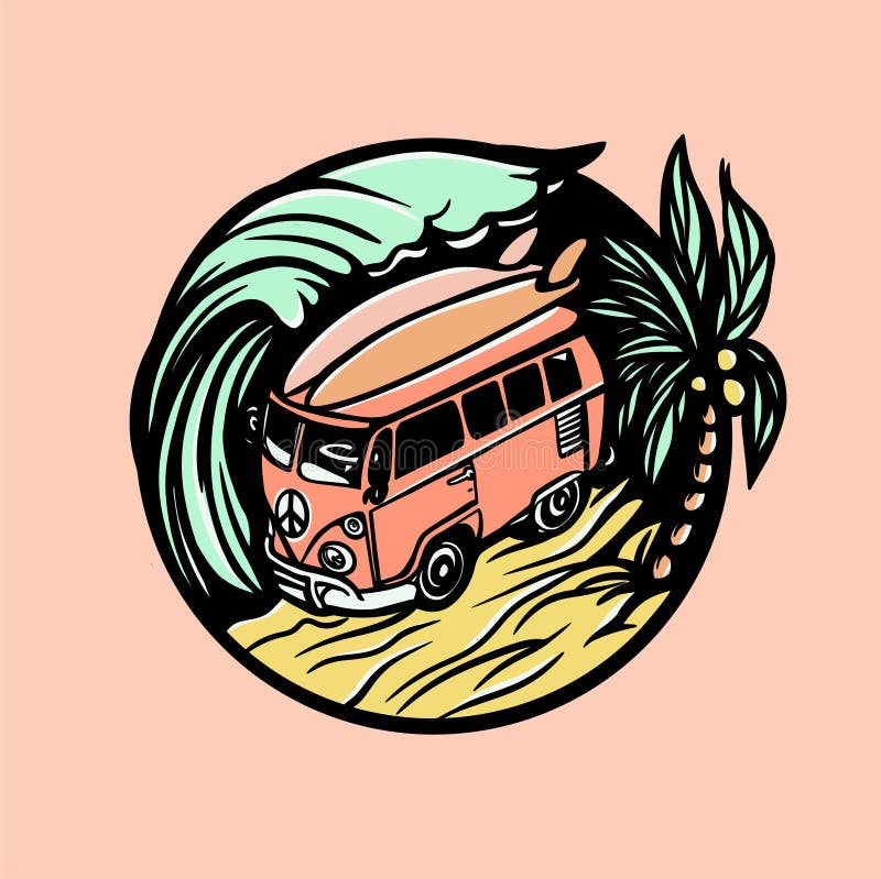 Vintage Surfing Time Colorful Concept Vector Image Stock Vector ...