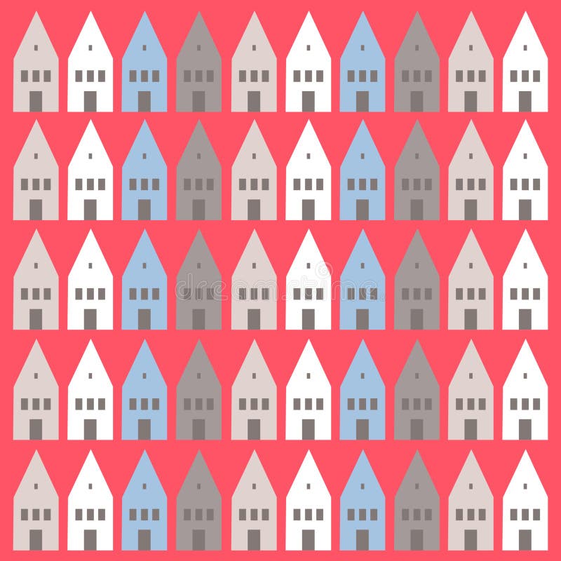 Vintage Sweden Christmas Houses Pattern Stock Vector - Illustration of ...