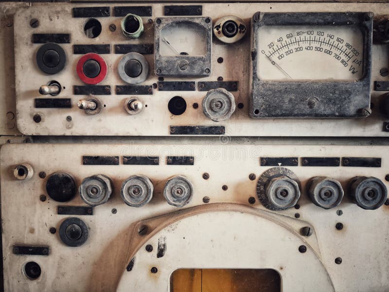 Vintage Switch Control Panel with Many Buttons Stock Image - Image of ...