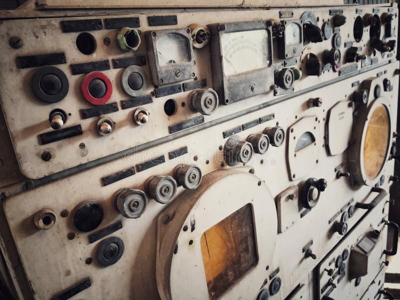 Vintage Switch Control Panel with Many Buttons Stock Photo - Image of ...