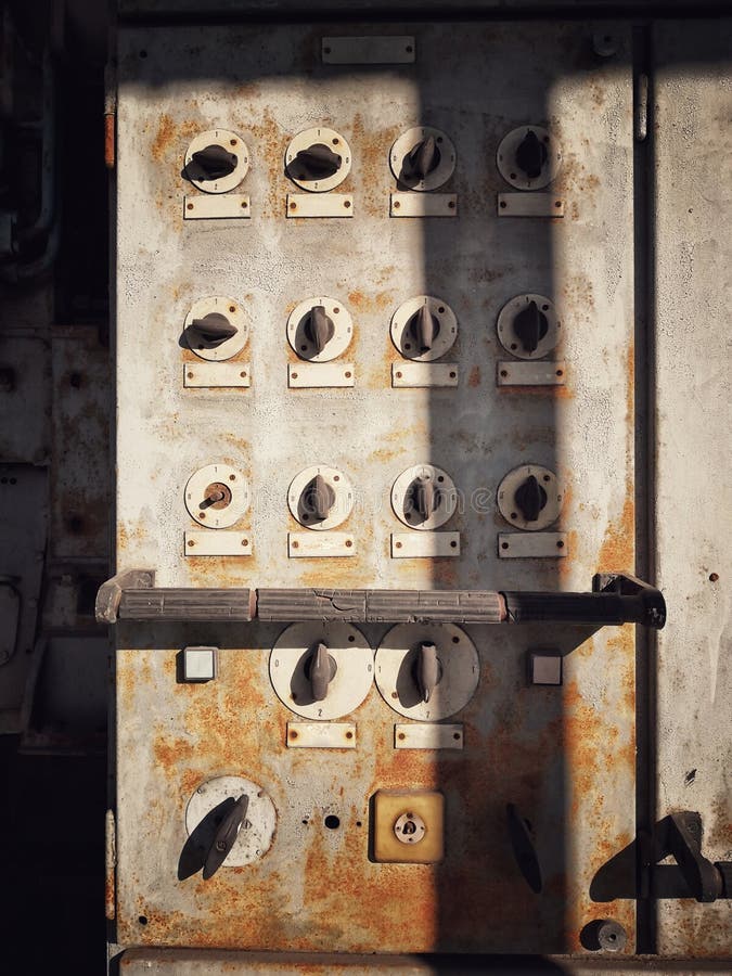 Vintage Switch Control Panel with Many Buttons Stock Image - Image of ...