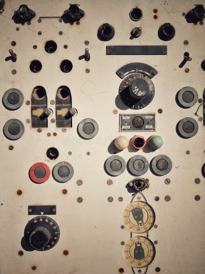 Vintage Switch Control Panel with Many Buttons Stock Photo - Image of ...